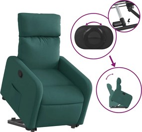 Zvedací polohovací křeslo tmavě zelené textil 3206705