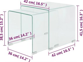Dva hnízdové stolky, tvrzené sklo čiré 244191