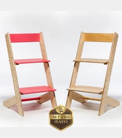 Lucas Wood Style - rostoucí židle EASY LINE zvýhodněný set 2 ks -  růžová + přírodní