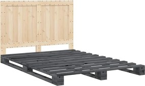 Rám postele s čelem šedý 140 x 200 cm masivní borové dřevo 3281546