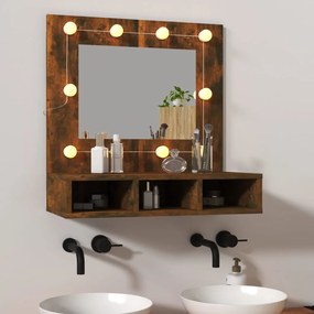 Zrcadlová skříňka s LED kouřový dub 60 x 31,5 x 62 cm - Default Title