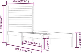 vidaXL Rám postele masivní dřevo 90 x 190 cm Single [3104574] Barva: Černá