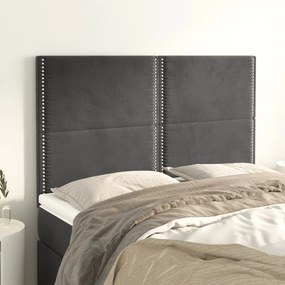Čelo postele tmavě šedé 144x5x118/128 cm sametové 3116241