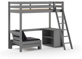 Šedá vyvýšená dětská postel z borovicového dřeva s úložným prostorem 90x200 cm PINO – Vipack