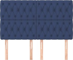 Čelo postele modré 144x7x118/128 cm látkové 3116672