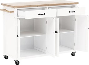 Servírovací vozík, bílá/přírodní, GALANT