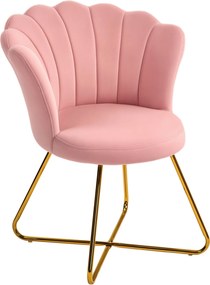 Křeslo HOMCOM s opěrkami, kovové nohy, relaxační křeslo s lotusovým designem opěradla, vzhled sametu, čalouněné křeslo do obývacího pokoje, ložnice Rů