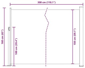 vidaXL Marketos Boční markýza na terasu 160 x 300 cm krémová