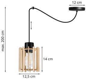 Závěsné svítidlo TIMBER SPIDER 7, 1x dřevěné stínítko