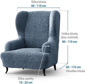 Bielastické potahy VENEZIA modrá křeslo ušák (š. 60 - 110 cm)
