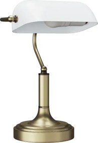 HOMCOM bankéřská stolní lampa s nastavitelným stínidlem a kloubovým spínačem pro kancelář, knihovnu, bílá