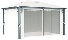 vidaXL Marketos Altán se závěsy 400 x 300 cm krémový hliník