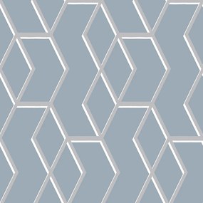 Modrá vliesová tapeta se stříbrným geometrickým vzorem 104733, Formation, Graham & Brown