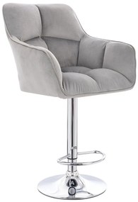 LuxuryForm DESIGN Barová židle AMALFI VELUR na stříbrné kulaté podstavě - světle šedá