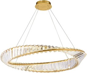 Toolight Toolight, LED křišťálové závěsné svítidlo 27W APP1201-CP, čirá-zlatá, OSW-04591