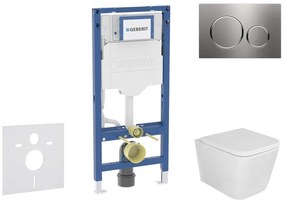 Geberit Duofix - Set předstěnové instalace, klozetu Arkas I a sedátka softclose, tlačítko Sigma20, nerez SANI11CA6105B
