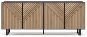 Komoda v dekoru dubu v černo-přírodní barvě 201x80x40 cm Alana – Marckeric