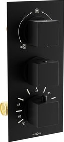 Mexen Cube termostatická vanová-sprchová baterie 3-výstupová, černá - 77503-70