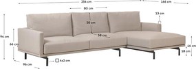 Béžová rohová pohovka Kave Home Galene, levý roh, 254 cm