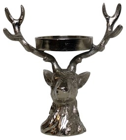 Stříbrný kovový svícen jelen - 13*19*20cm