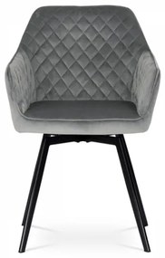 Jídelní židle šedá sametová látka, kovové nohy, černý matný lak DCH-425 GREY4