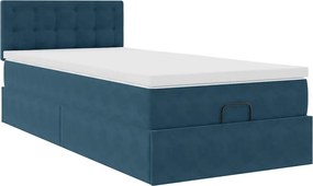 Osmanský rám postele s matrací tmavě modrá 80x200cm samet 3311883