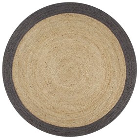 Ručně vyrobený koberec z juty s tmavě šedým okrajem | 150 cm