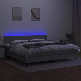 Box spring postel s matrací a LED světle šedá 200x200 cm textil 3133021