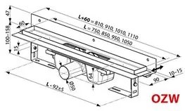 Ravak 10° OZW Odtokový žlab 750 mm nerez X01626