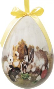 2ks dekorace závěsné vajíčko s králíčky Spring Egg - Ø 11*15 cm