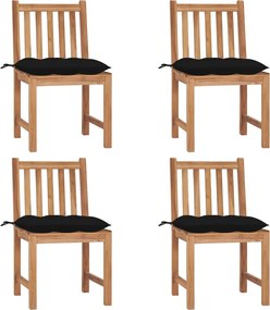vidaXL Zahradní židle 4 ks s poduškami masivní teak [3073103] Barva: Černá