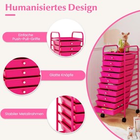 Costway Pojízdný vozík koupelnový vozík s 10 zásuvkami 33 x 37 x 86