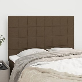 Čelo postele tmavě hnědé 144x5x118/128 cm látkové 3116333