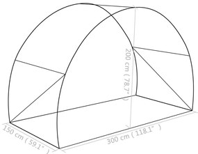 vidaXL Fóliovník 4,5 m² 300 x 150 x 200 cm