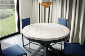 jídelní stůl rozkládací kulatý NARVIC 100-176 cm - bianco