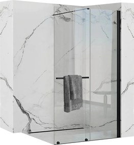 Rea - Cortis posuvná sprchová zástěna 100x195cm, 6mm sklo, čiré sklo/černý profil, REA-K7740
