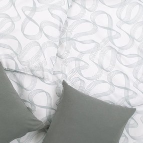 SCANquilt povlečení EXCLUSIVE TENCEL PLUS stuhy bílošedá 140 x 200/70 x 90 cm