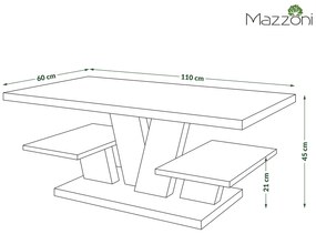 Konferenční stolek VIVA 110x60 cm dub sonoma/bílá