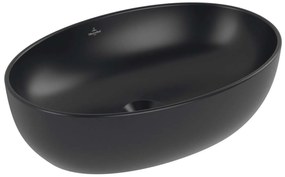 Villeroy & Boch Artis - Umyvadlo na desku 48x33 cm, bez přepadu, bez otvoru pro baterii, CeramicPlus, Pure Black 438848R7