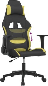 Herní židle černá a světle zelená textil 3143738