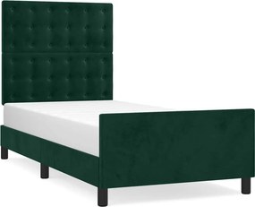 Rám postele bez matrace tmavě zelená 90 x 190 cm samet 3125974
