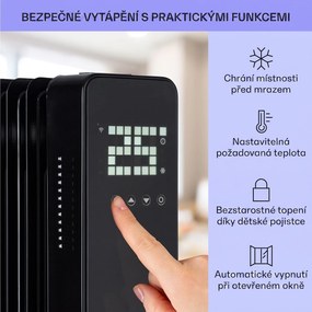Klarstein Sanford Smart, olejový radiátor, 2500 W, časovač, LED dotykový panel, ovládání pomocí aplikace