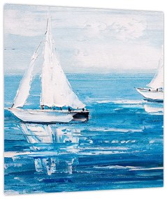Obraz - Malba jachty na moři (30x30 cm)