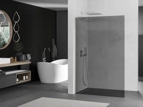 Mexen Kioto L, sprchová zástěna Walk-In 90 x 200 cm, 8mm šedé sklo, broušená ocel profil, 800-090-103-97-40