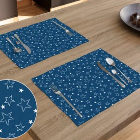 Goldea bavlněné prostírání na stůl - vzor bílé hvězdičky na modrém - 2ks 30 x 40 cm