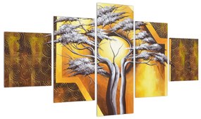 Orientální obraz stromu a slunce (125x70 cm)
