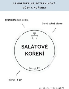Samolepka na kořenky SALÁTOVÉ KOŘENÍ průhledná 5 cm tučné písmo