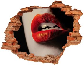 Wallmuralia Fotoobraz díra na stěnu Červená ústa 90x70 cm
