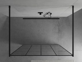 Mexen Kioto, sprchová zástěna Walk-In 160 x 200 cm, 8mm sklo černý vzor, ​​černý profil, 800-160-002-70-77