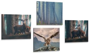 Set obrazů zákoutí lesa - 4x 40x40 cm